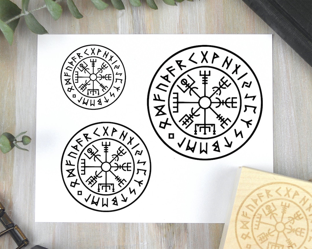 Viking Compass Rubber Stamp - Vegvisir Norse Protection & Guidance ...