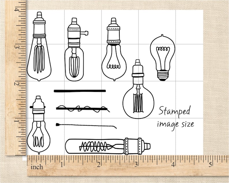 Edison Lamp Clear Rubber Stamp Set Vintage Hanging Pendant | Etsy