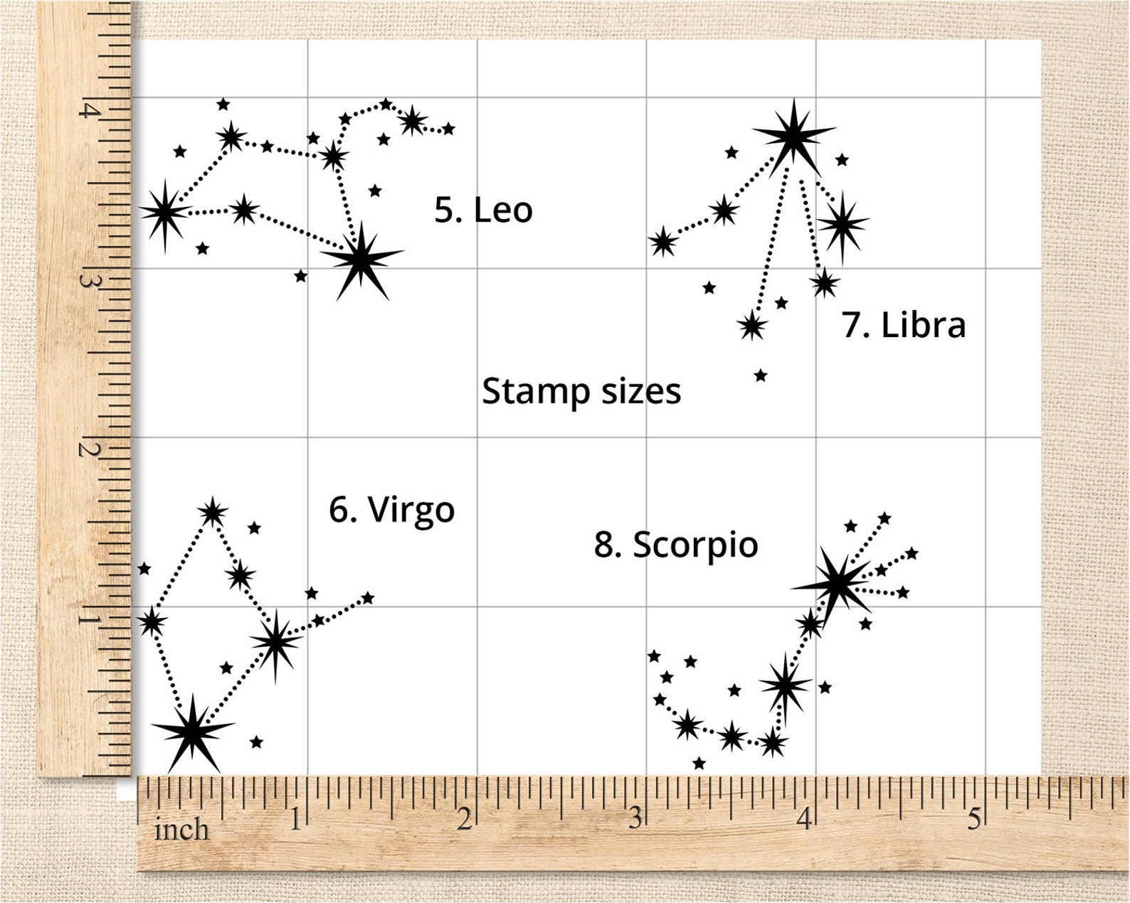 Constellation Zodiac Rubber Stamp, Astronomy Stamp, Celestial Astrology ...
