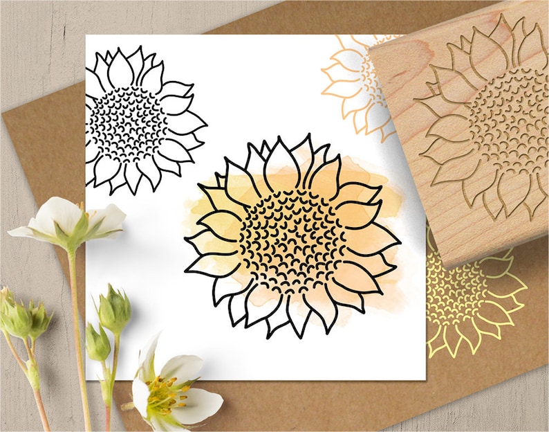 Sunflower Rubber Stamp Flower Stamp Summer Stamp Sunflower - Etsy