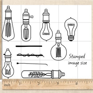 Edison Lamp Clear Rubber Stamp Set, Vintage Hanging Pendant Light Bulb ...