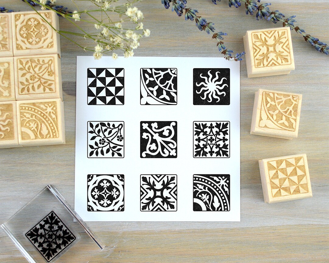 Old World Mini Tile Stamps, Vintage Pattern Rubber Stamps, Clear ...