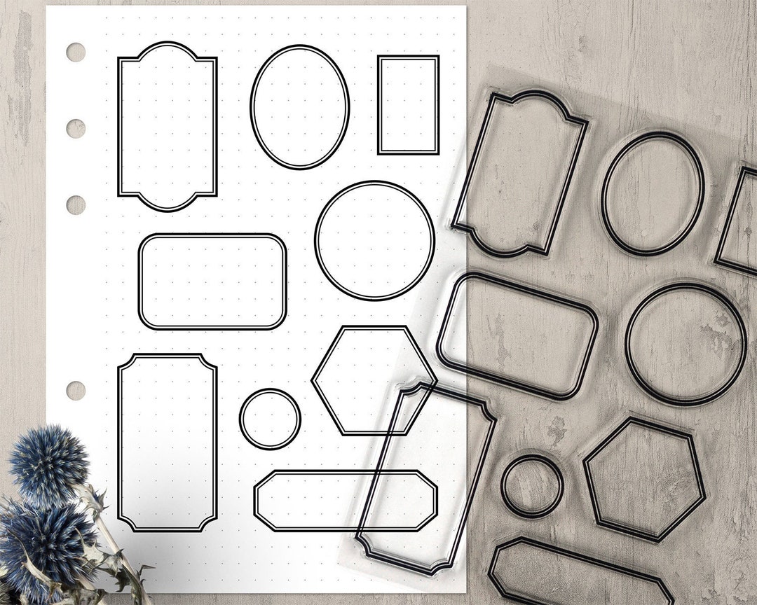 Vintage Label Stamp Set, 4x6in Label Frame Clear Stamps for Scrapbook ...