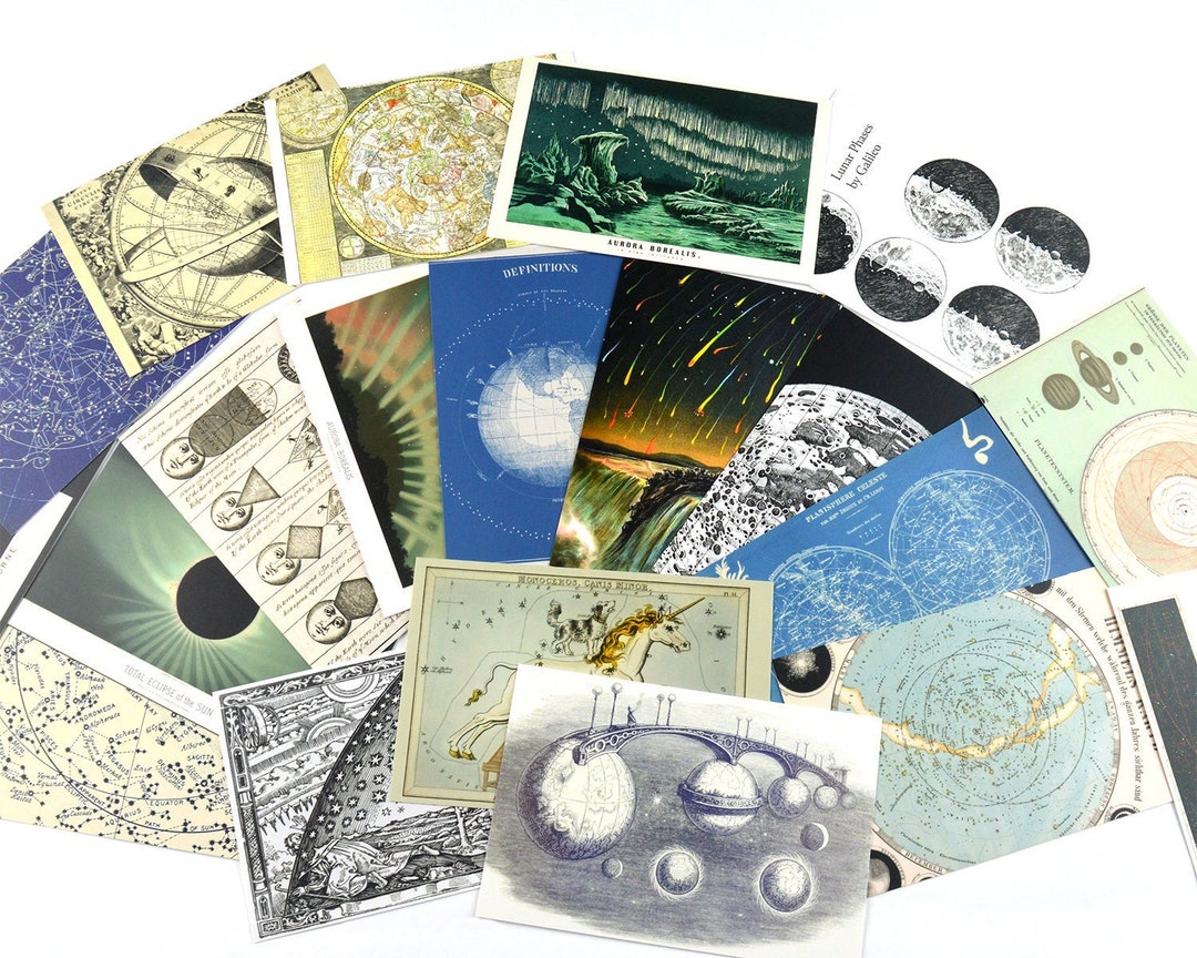 Postcard Set 20 Astronomy New Vintage Design Celestial Moon - Etsy