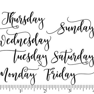 Weekday Journal Stamps, Clear Planner Stamps With Calendar Days of the ...