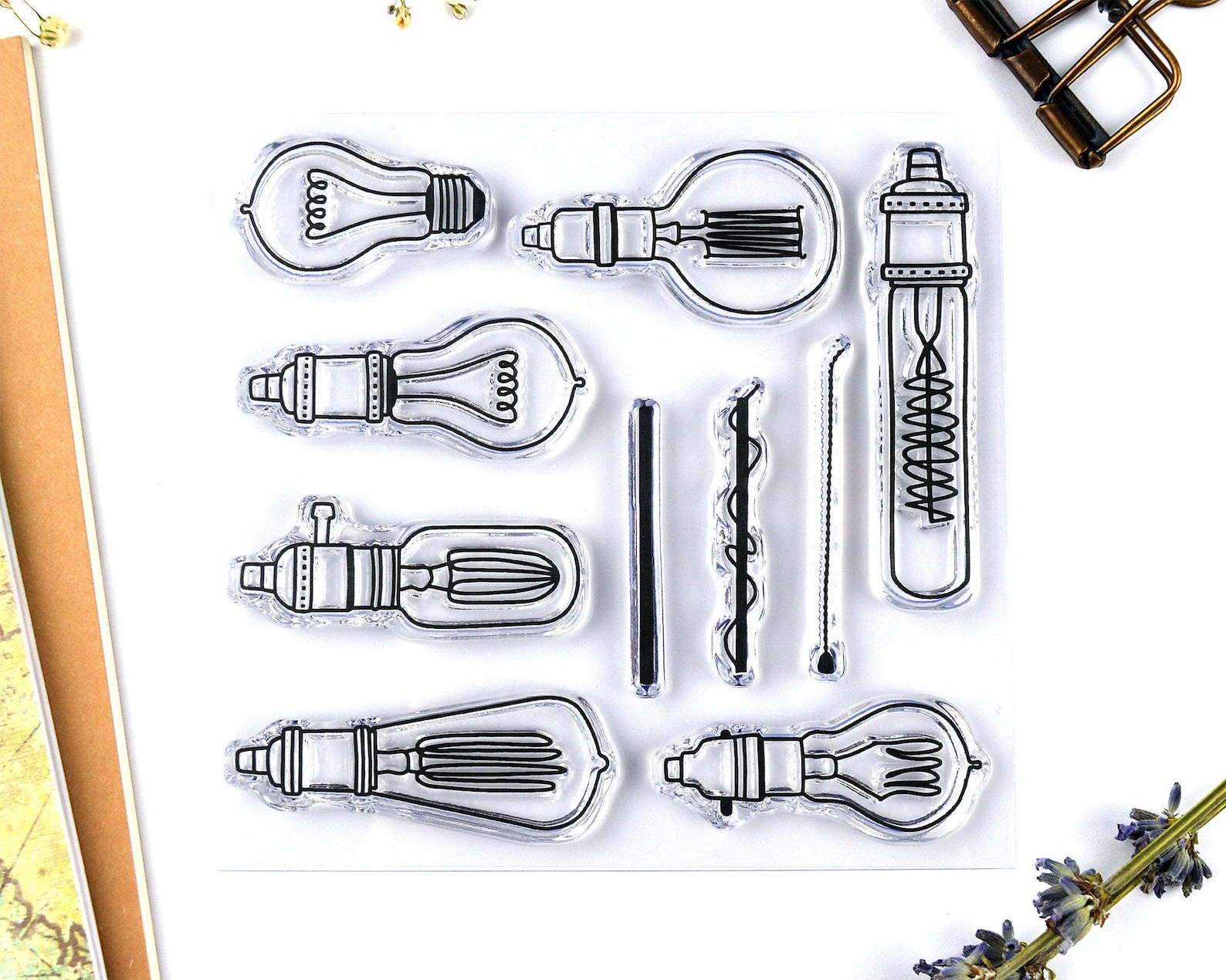 Edison Lamp Clear Rubber Stamp Set, Vintage Hanging Pendant Light Bulb ...