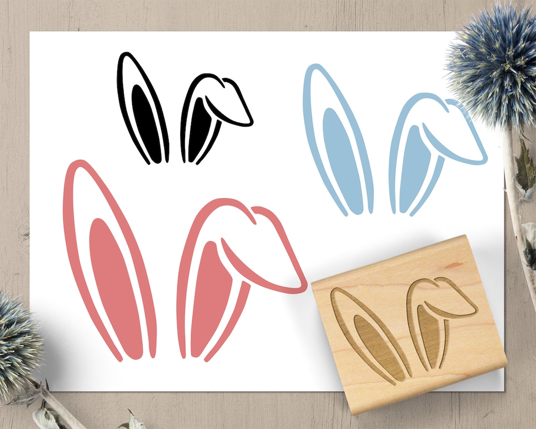 Bunny Ears Stamp, Spring Easter Peeking Rabbit Rubber Stamp, Cute ...