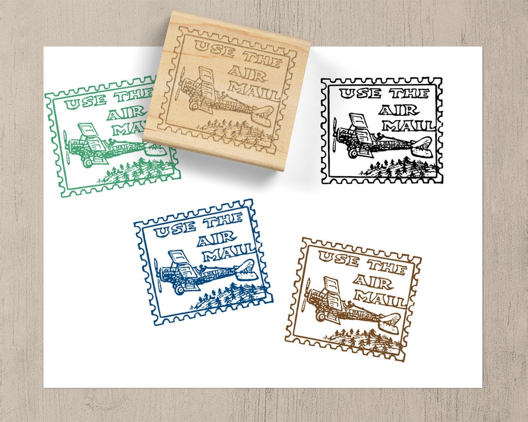 Vintage Air Mail Stamp, a Vintage Airplane Travel Rubber Stamp for ...