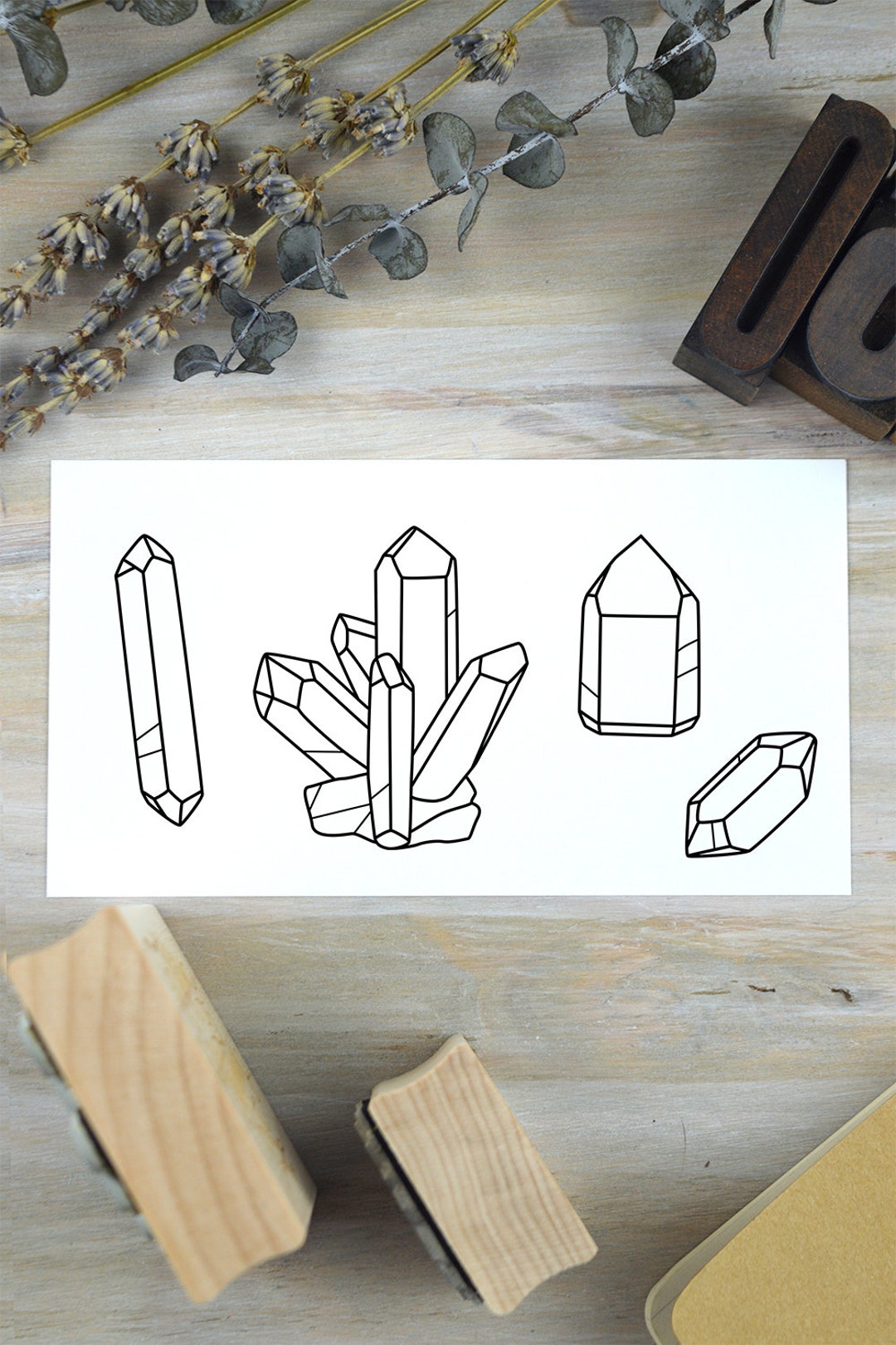 Crystal Rubber Stamp, Quartz Mineral Stamp, Gem Stamp, Mineral Specimen ...