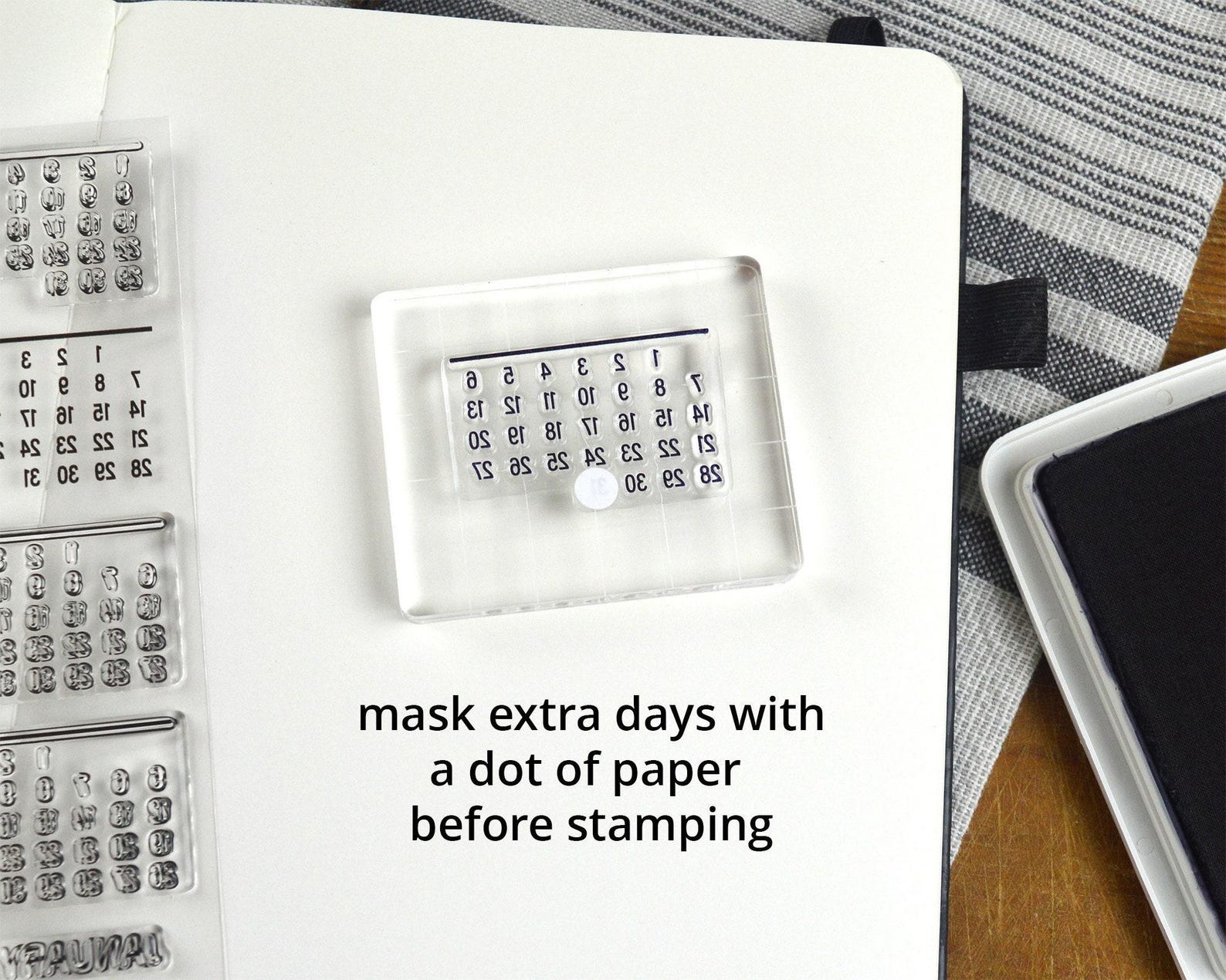Minimalist Calendar Clear Stamp Set, 4x6in Months Journal Photopolymer ...