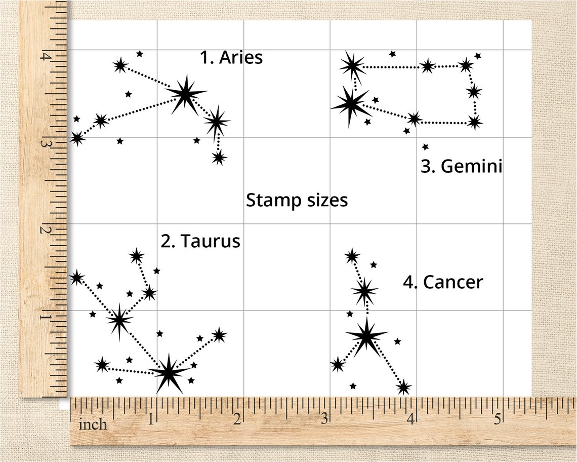 Constellation Zodiac Rubber Stamp, Astronomy Stamp, Celestial Astrology ...