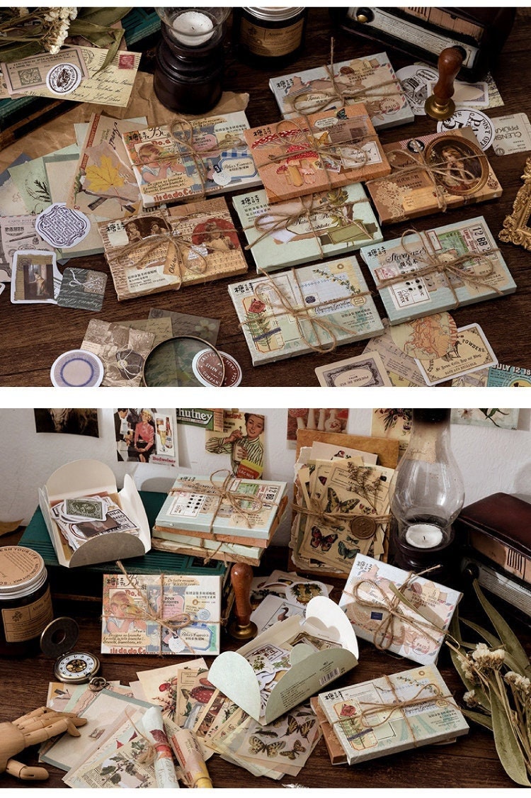 Junk Journal Ephemera Kit 60ps Stickers and Papers Journal - Etsy