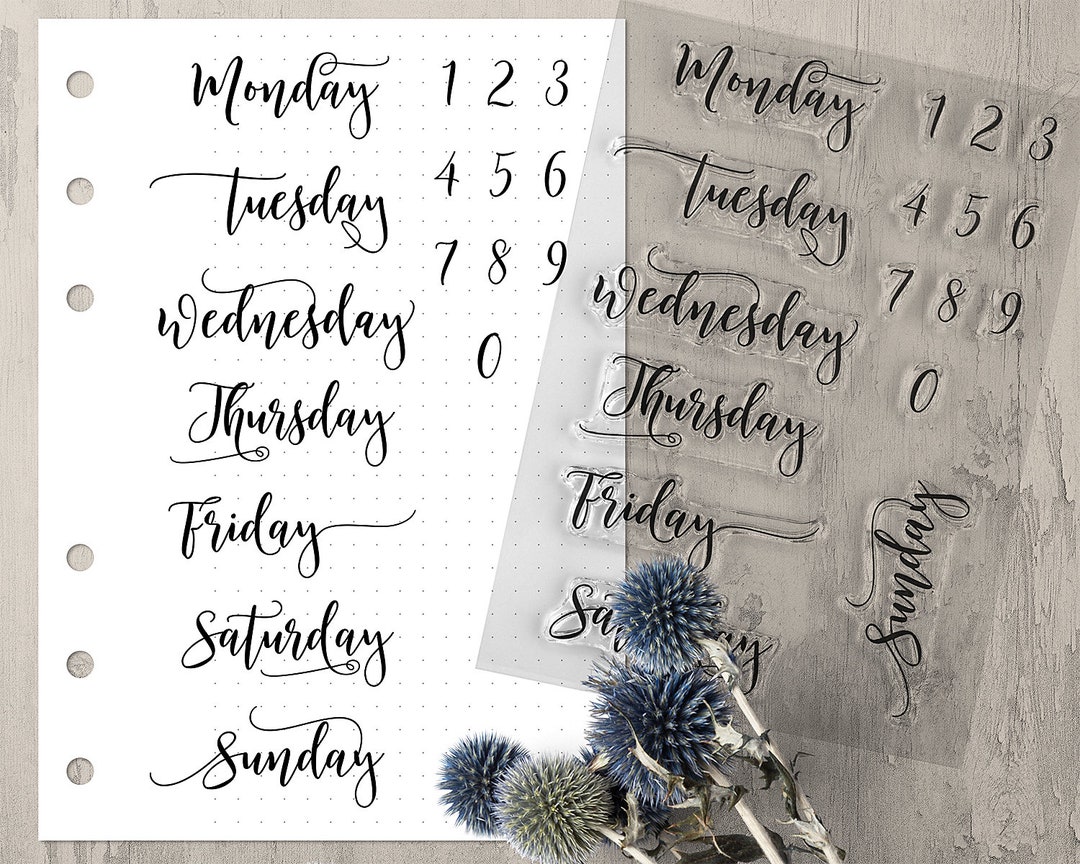Weekday Journal Stamps, Clear Planner Stamps With Calendar Days of the ...