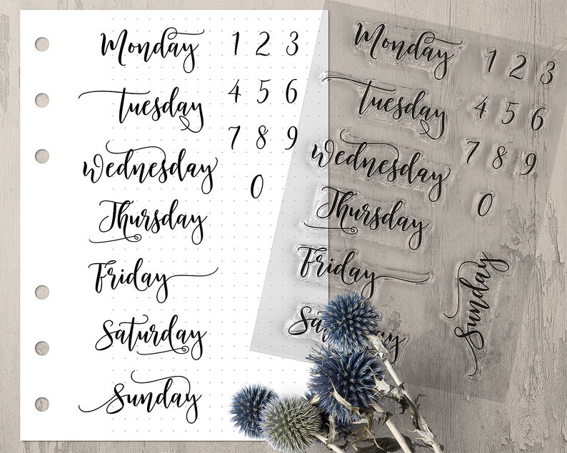 Weekday Journal Stamps Clear Planner Stamps With Calendar - Etsy