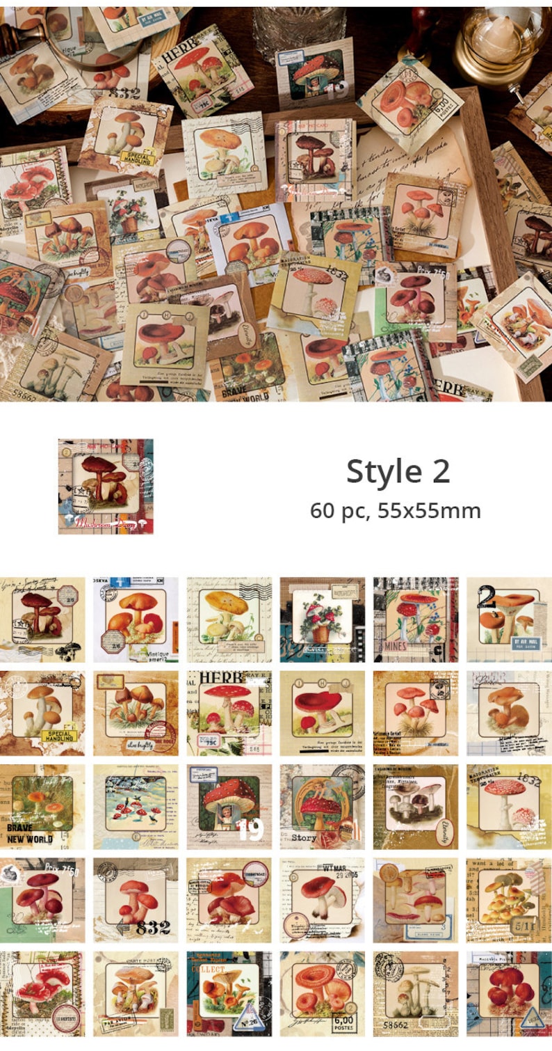 Junk Journal Sticker Book 60pc Journaling Stationary - Etsy