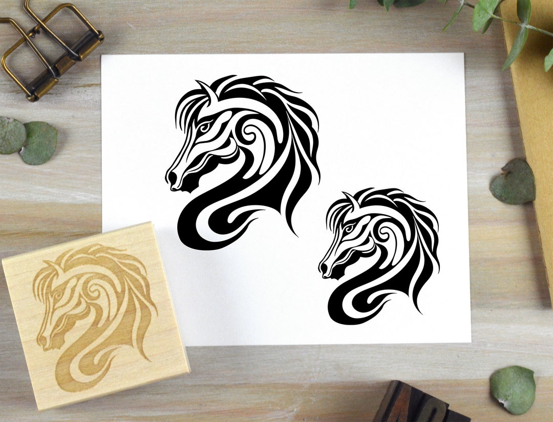 Stylized Horse Rubber Stamp, Horsehead Stamp, Equine Animal Stamp ...