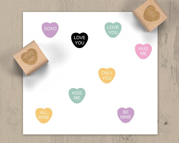 Conversation Heart Stamp Set Candy Heart Stamp Valentine | Etsy