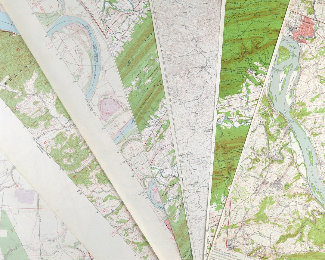 Large Vintage Maps lot, USGS Antique Topographic Map Lot, Vintage Paper ...