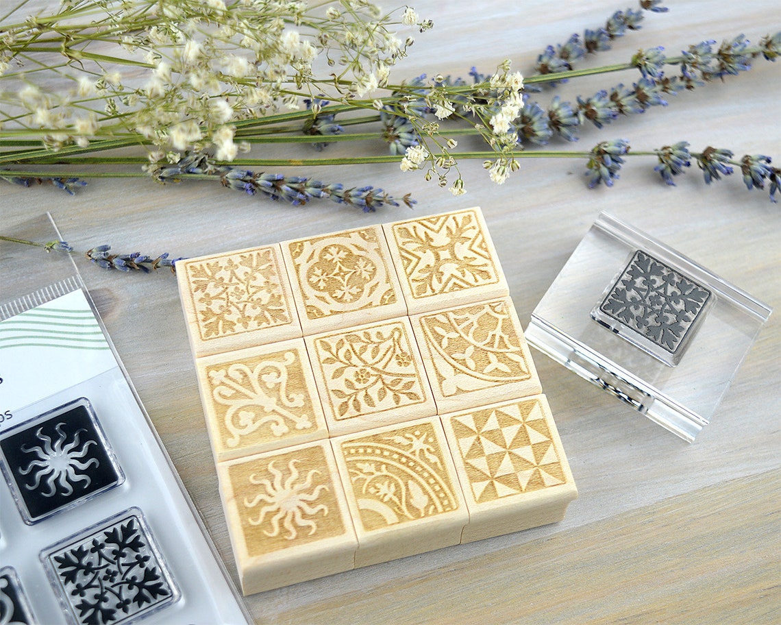 Old World Mini Tile Stamps, Vintage Pattern Rubber Stamps, Clear ...