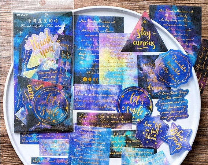 Night Sky Quote Washi Foil Stickers, Word Art Stationary, Poetry and ...