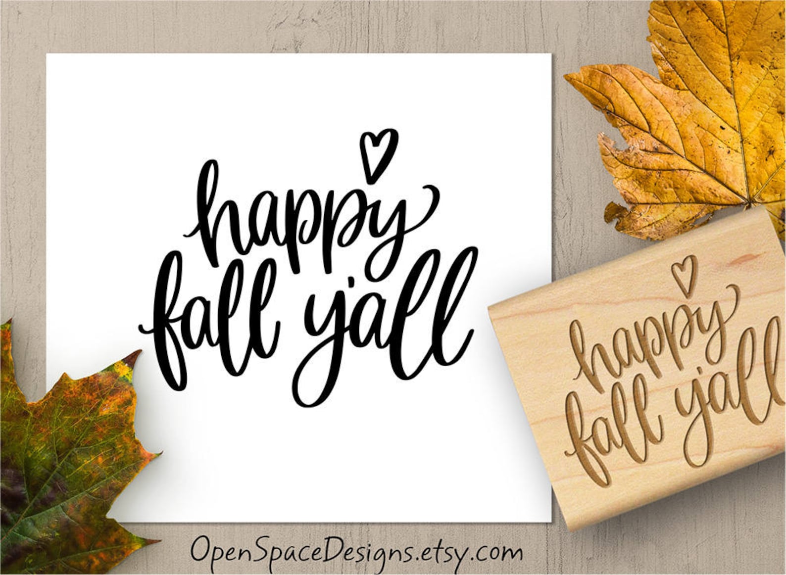 Happy Fall Yall Stamp Autumn Season Large Rubber Stamp Make - Etsy