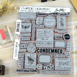Vintage Label Stamps 35 Pcs for Journaling Supplies, Tim Holtz Field ...