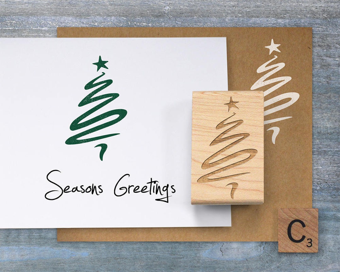 Christmas Tree Stamp, Abstract Holiday Tree Stamp, Chistmas Stamp ...