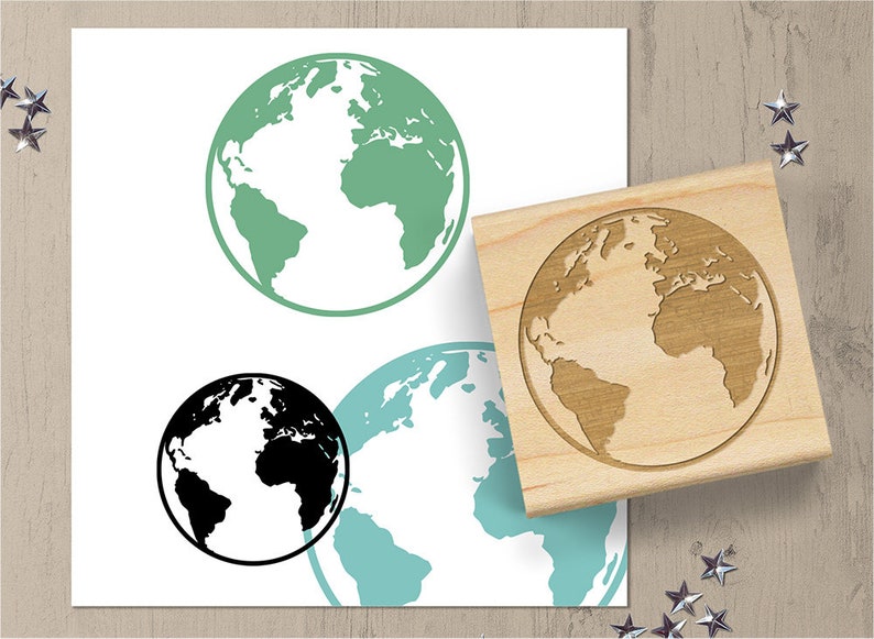 Planet Earth Rubber Stamp Earth Stamp Planet Stamp | Etsy