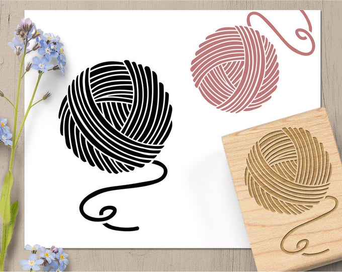 Yarn Stamp, Knitting Stamp, Crochet Stamp, Thread Stamp, Sewing Stamp, Craft Stamp, Yarn Rubber ...