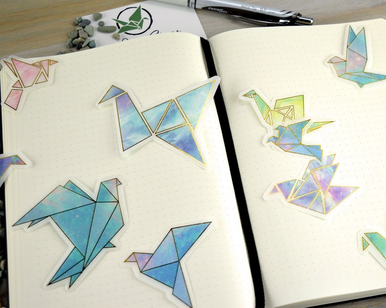 Origami Paper Crane Washi Foil Stickers Japanese Stickers and - Etsy