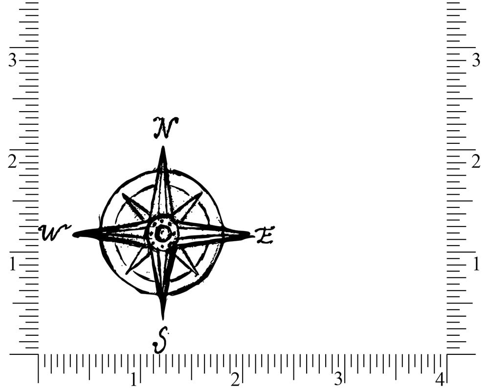 Large Compass Stamp Hand Sketched Compass Rose Stamp Travel | Etsy