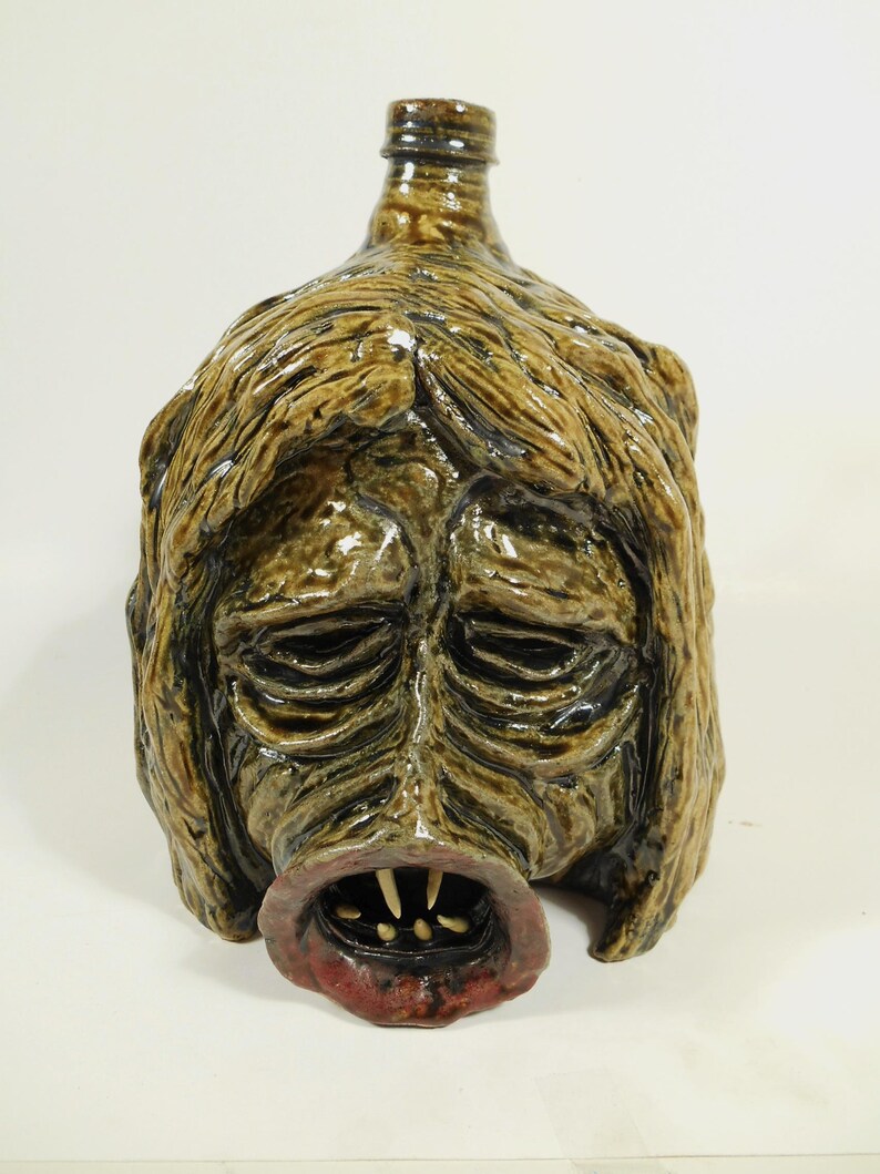 Handmade Pottery Folk Art Star Trek Salt Vampire Face Jug Vonderhey - Etsy