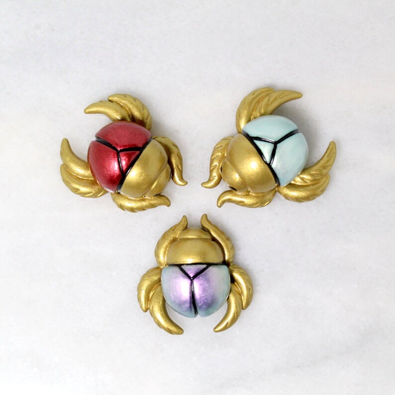 Shimmery Scarab Beetle Figurine Polymer Clay Sculpture | Etsy