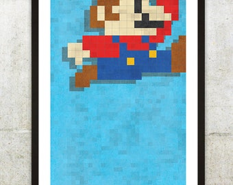 Retro NES Mario Inspired Poster | Printable Wall Art | Original Artwork ...