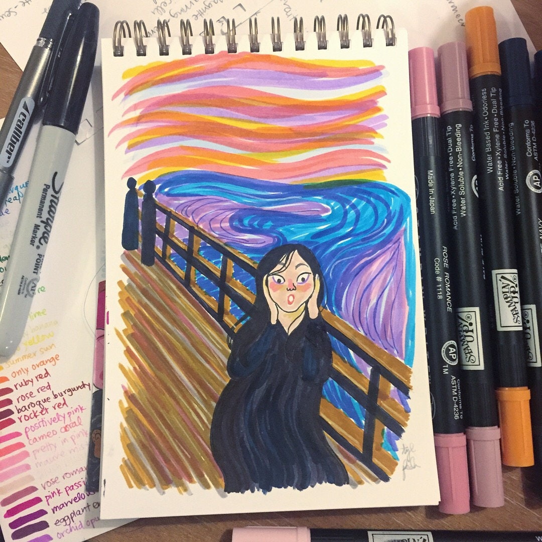 The Scream by Munch Original Illustration - Etsy