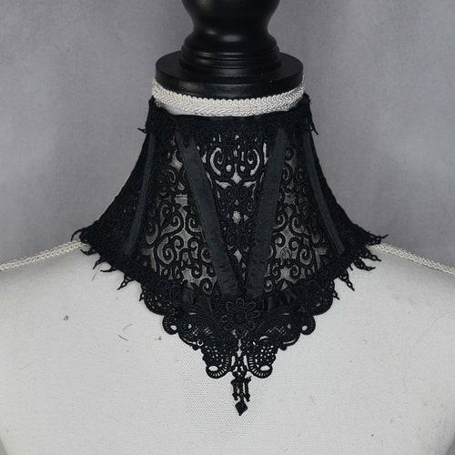 The Royal Black Lace Neck Corset-neck Corset-lace Neck - Etsy