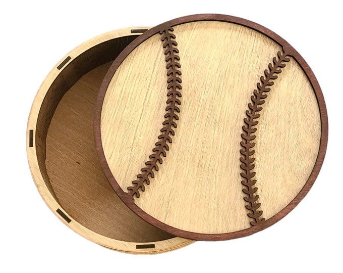Wood Baseball Box Baseball Memory Box Laser Cut Trinket Box Decorative ...