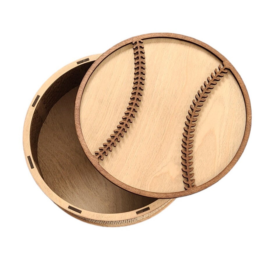 Wood Baseball Box Baseball Memory Box Laser Cut Trinket Box Decorative ...
