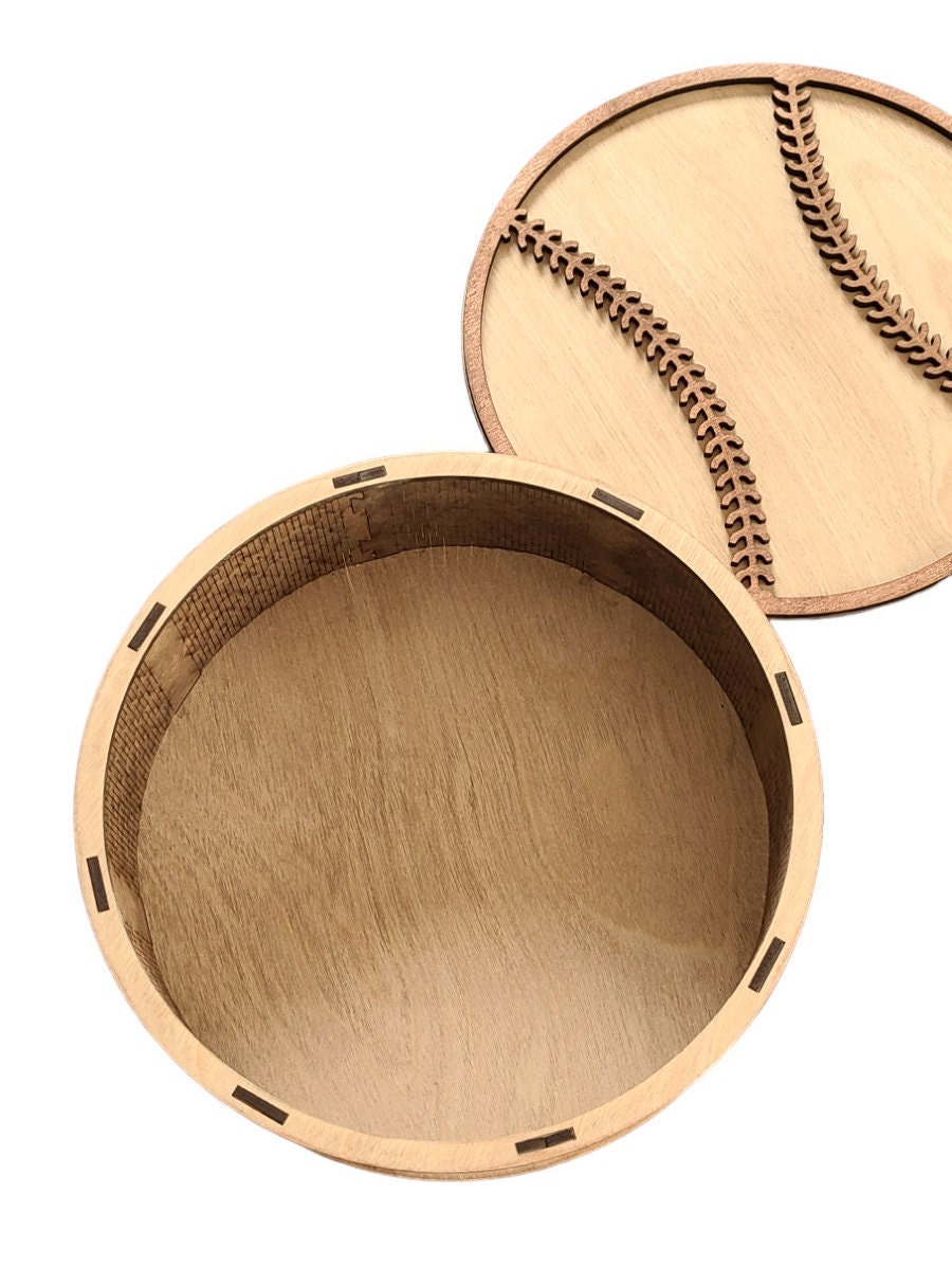 Wood Baseball Box Baseball Memory Box Laser Cut Trinket Box Decorative ...
