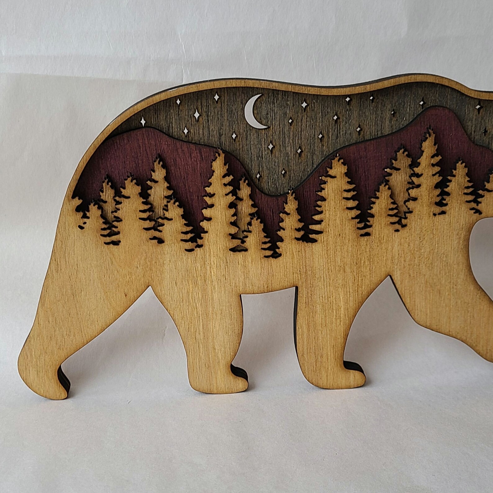 Layered Mountain Bear Art Laser Cut Bear Wall Art Decorative Bear ...