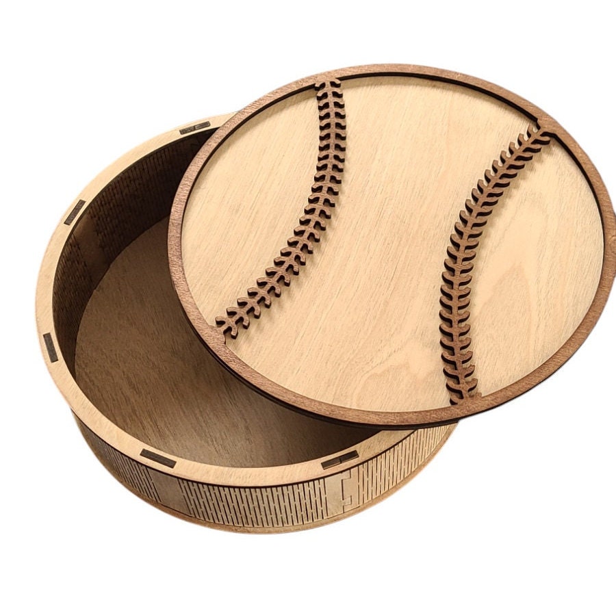 Wood Baseball Box Baseball Memory Box Laser Cut Trinket Box Decorative ...