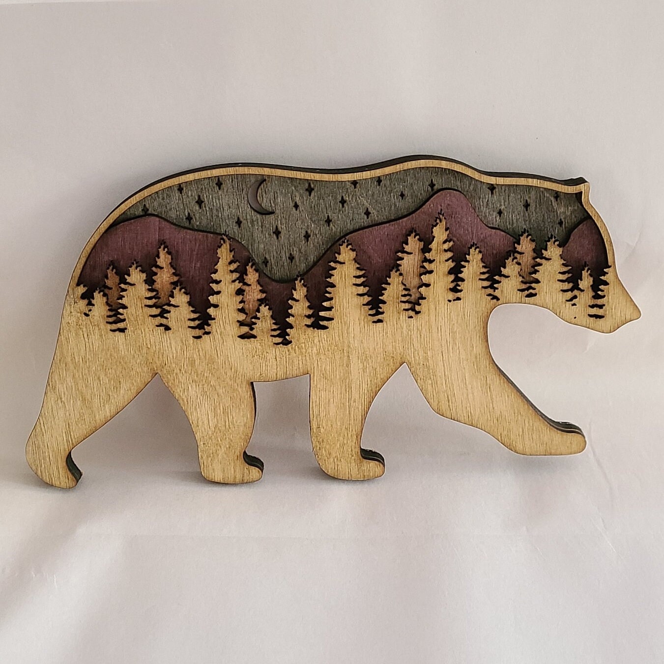 Layered Mountain Bear Art Laser Cut Bear Wall Art Decorative Bear ...