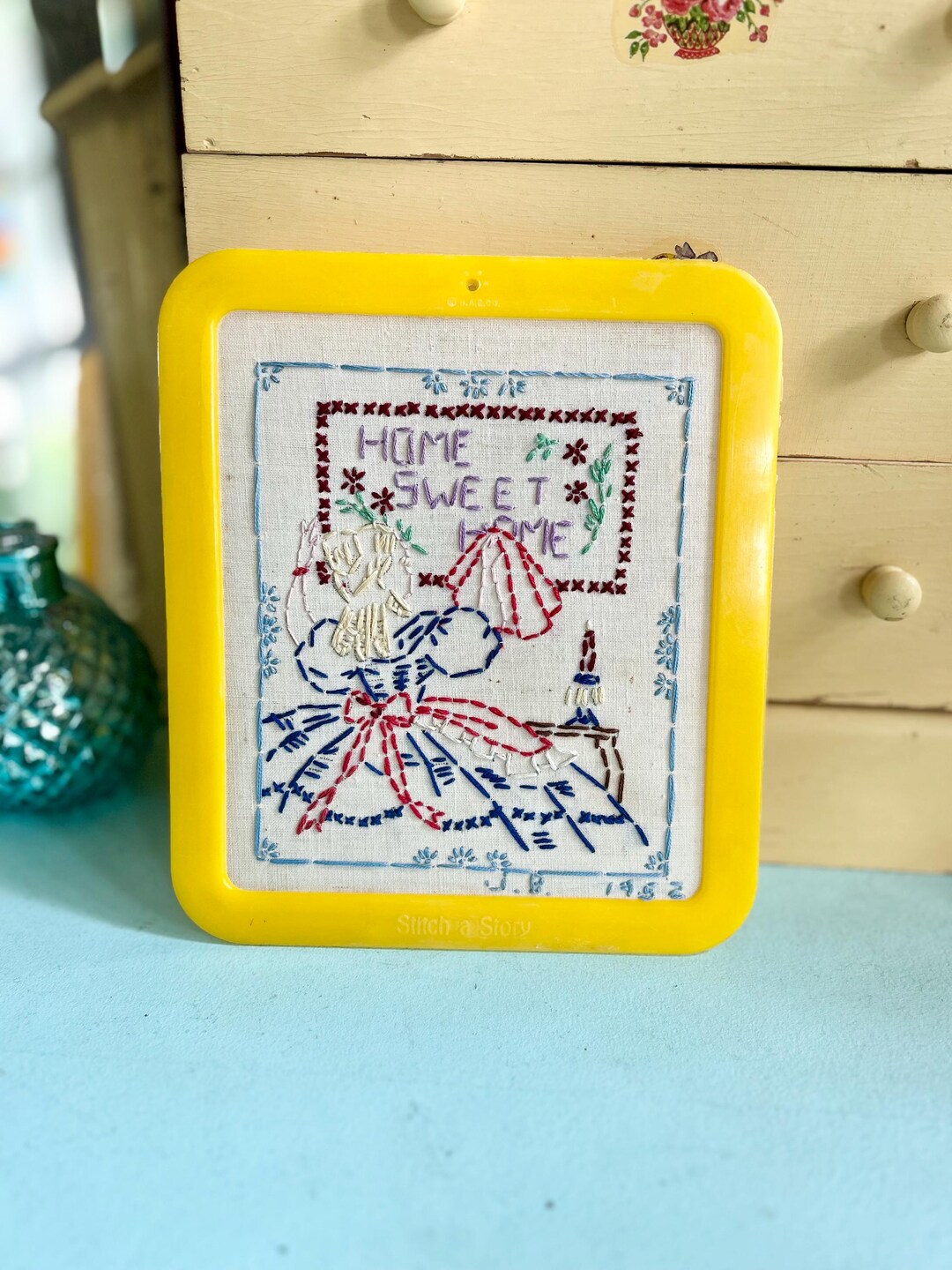 Vintage Child's Home Sweet Home Embroidery Needlepoint Sampler in ...