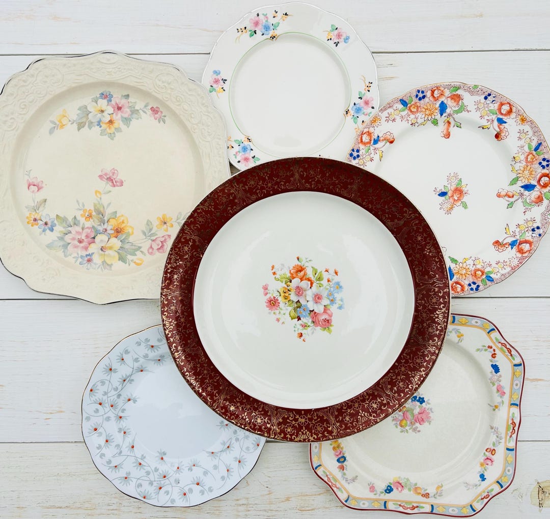 Shabby Cottage Chic Set of 6 Curated Antique Pink, Orange, Red Roses ...