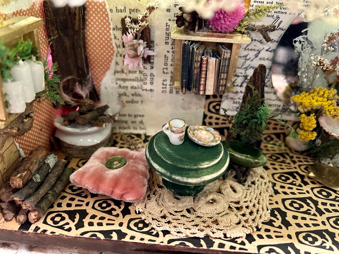 Miniature Vintage Woodland Fairy Cottage Made of Natural Materials One ...