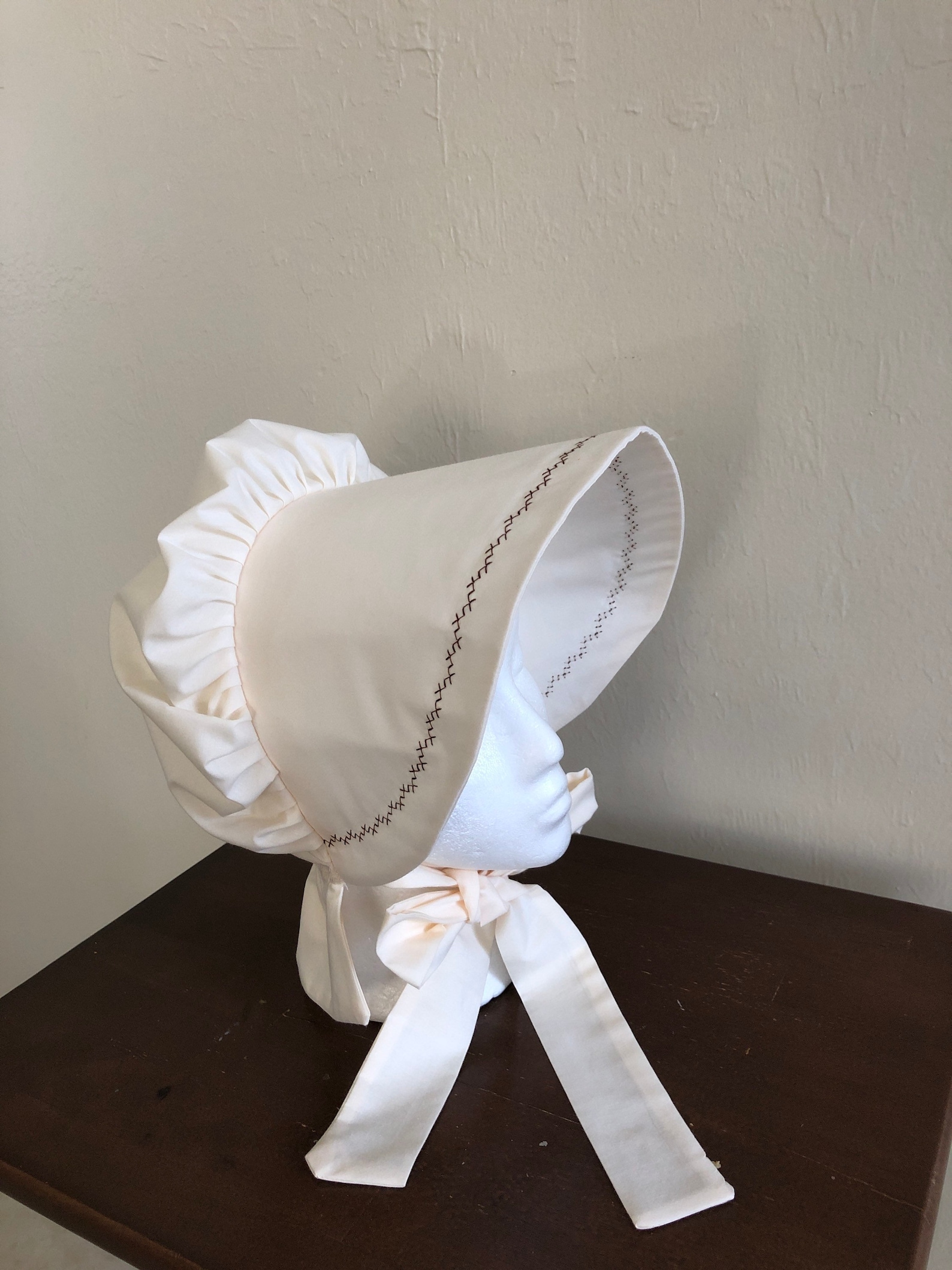 Solid Bonnet With Embroidery on Brim | Etsy