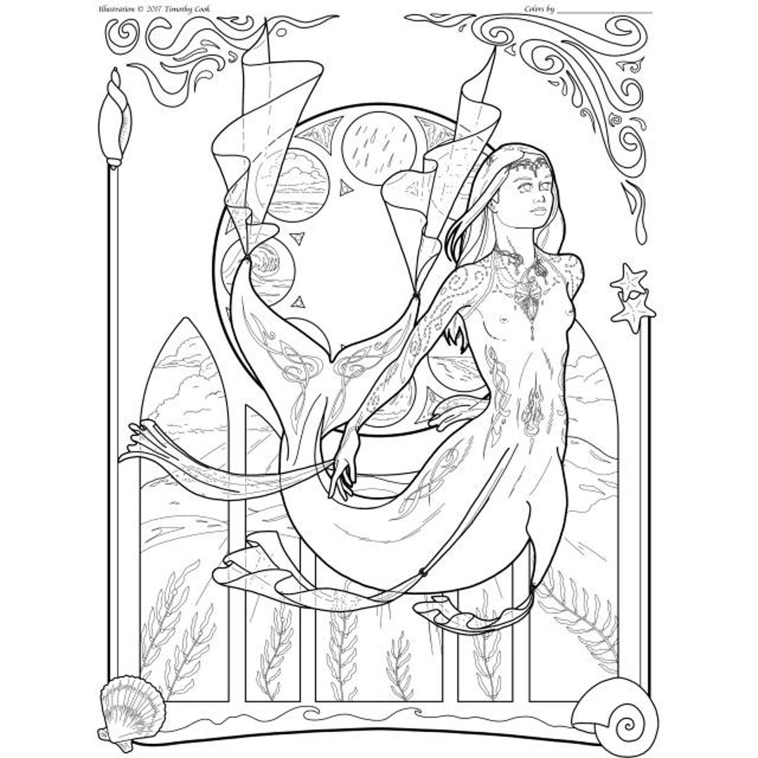 Merfolk Coloring Page. - Etsy