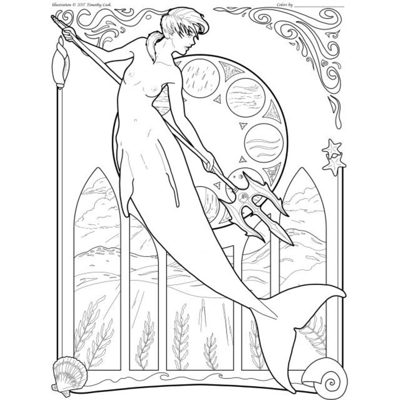Merfolk Coloring Page. - Etsy