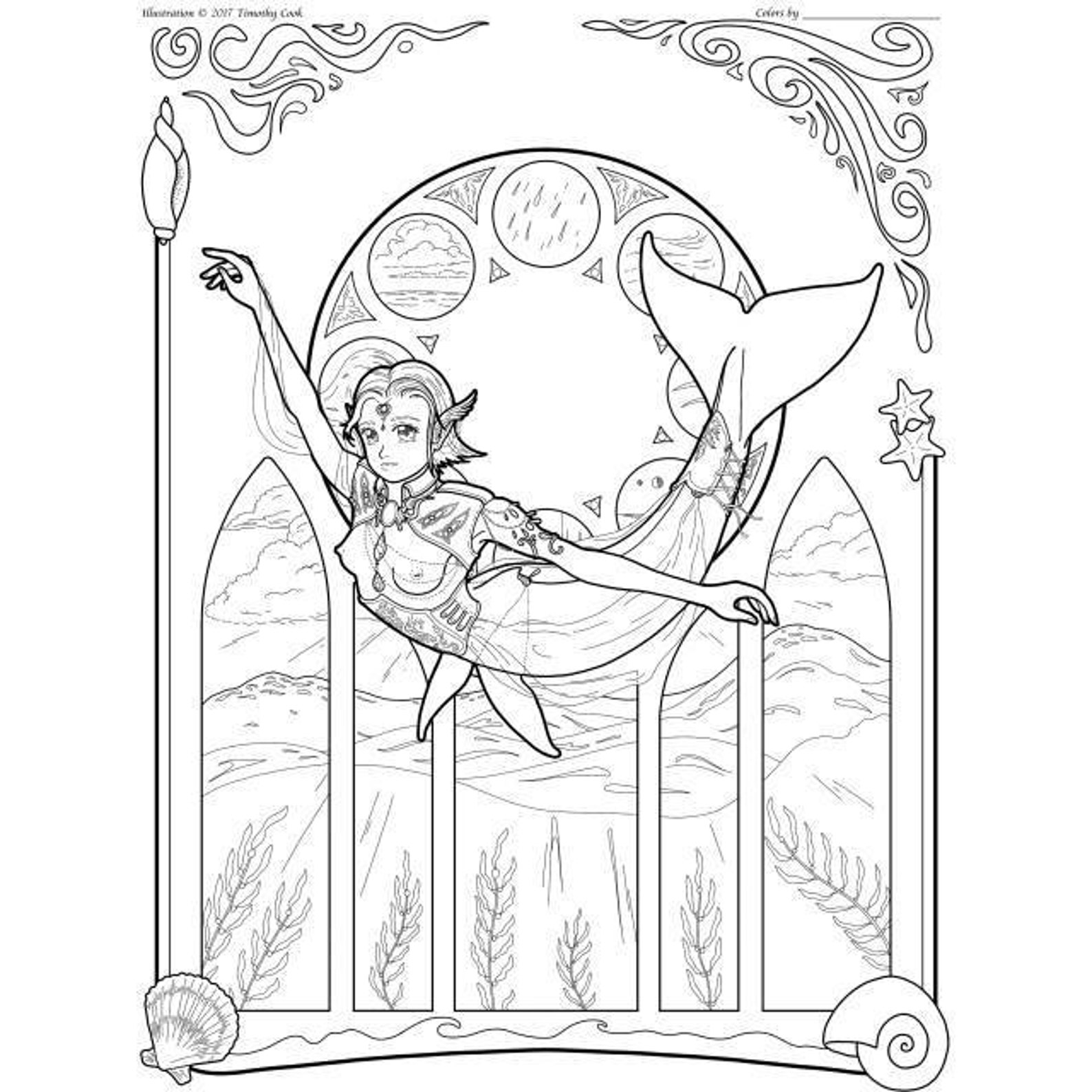 Merfolk Coloring Page. - Etsy
