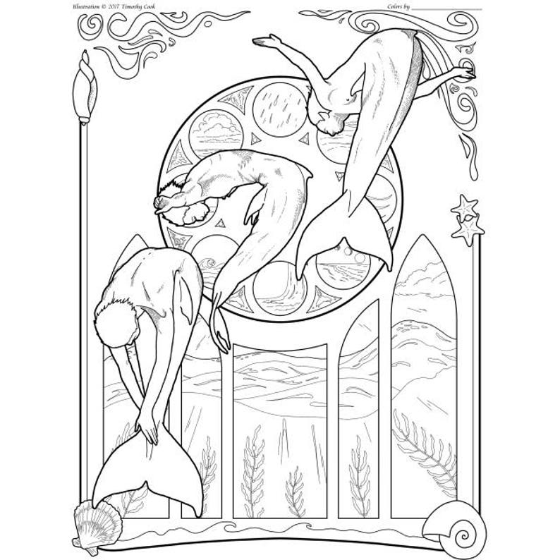 Merfolk Coloring Page. - Etsy